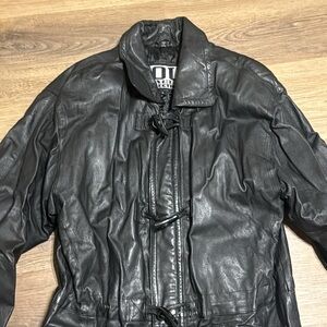Iou | Jackets & Coats | Vtg Iou Leather Toggle Zipper Black Leather ...